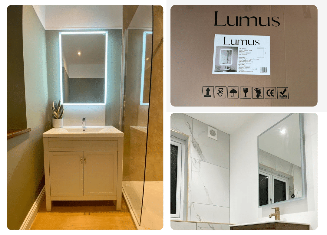 Veidrodis su apšvietimu LUMUS Emili - Premium Namai